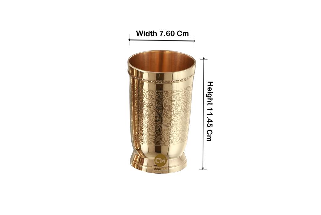 Copper-Master Mughlayi Style Embossed Design Glass Tumbler for Home and Restaurant 99.9% Pure ...